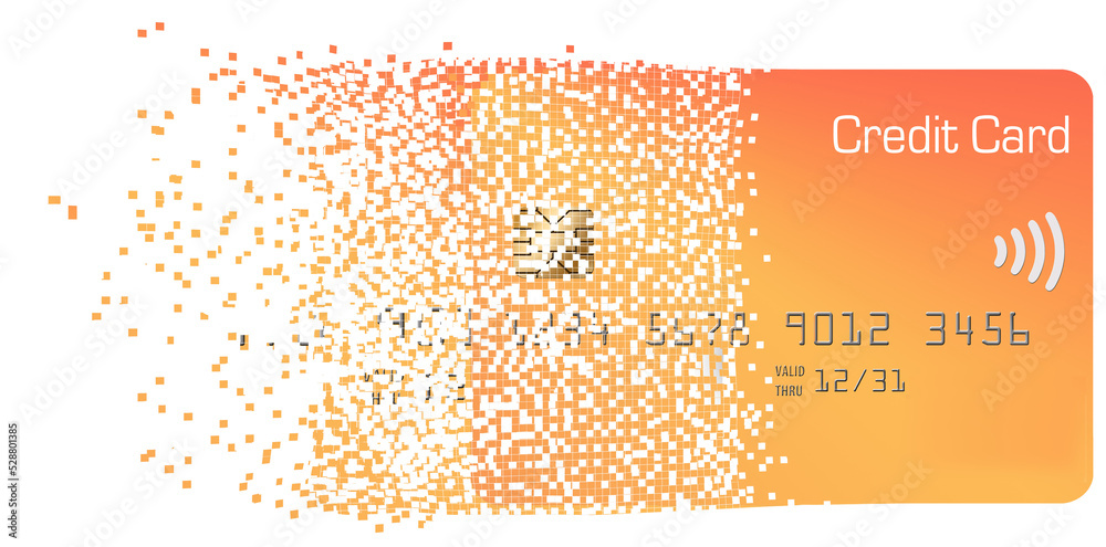 A generic credit card disolves into pixels to represent near field ...