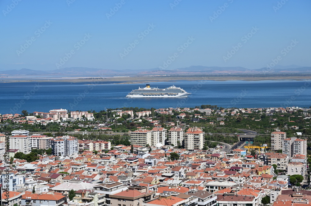 Izmir, Turkey - September, 06, 2022: Aerial view of the cruise ship ...