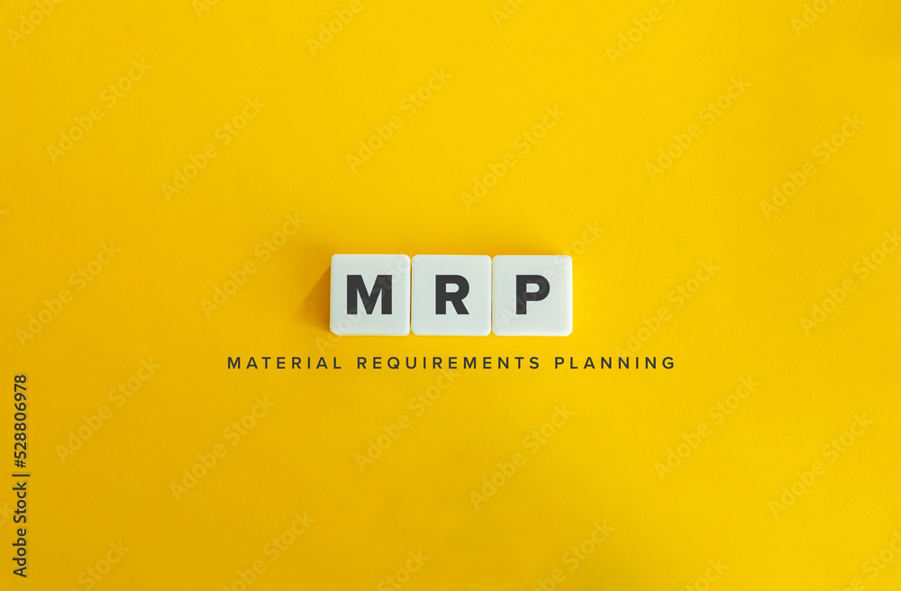Foto de Material Requirements Planning (MRP) Banner. Letter Tiles on ...