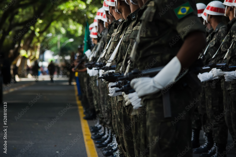 Brazilian Army soldiers during military parade in celebration of Brazil ...