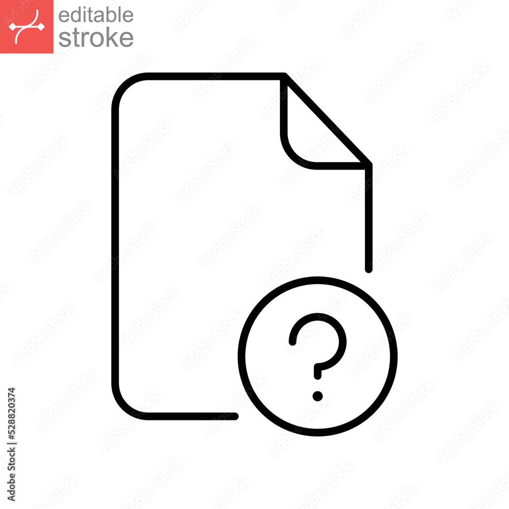 Unknown file icon, paper, question mark. Unverified Documents file ...