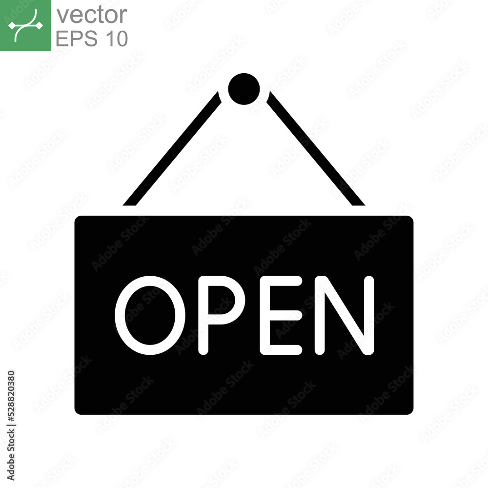 welcome open store icon. Open the door tag for market notice symbol ...