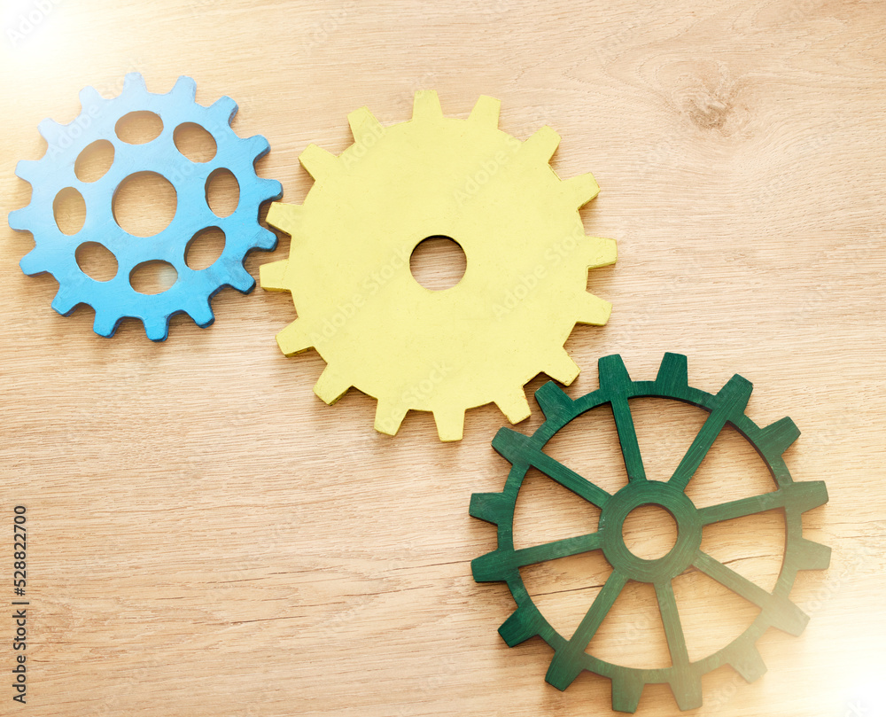 Settings gear icon, abstract and illustration of cog wheel against a ...