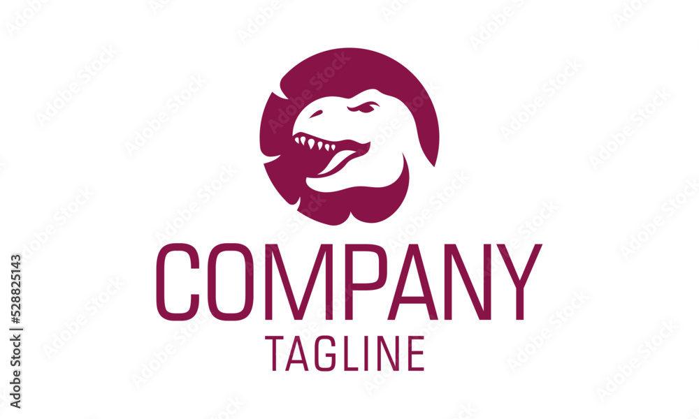 Red Color T Rex Dinosaurus Head Circle Logo Design Stock Vector | Adobe ...