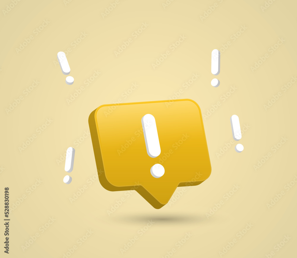 3d exclamation mark icon, information icon in 3d speech bubble ...