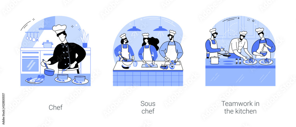 Restaurant kitchen work isolated cartoon vector illustrations se Stock ...