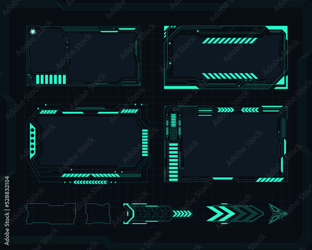 Futuristic User Interface design set. Hi-tech elements - frame, circle ...