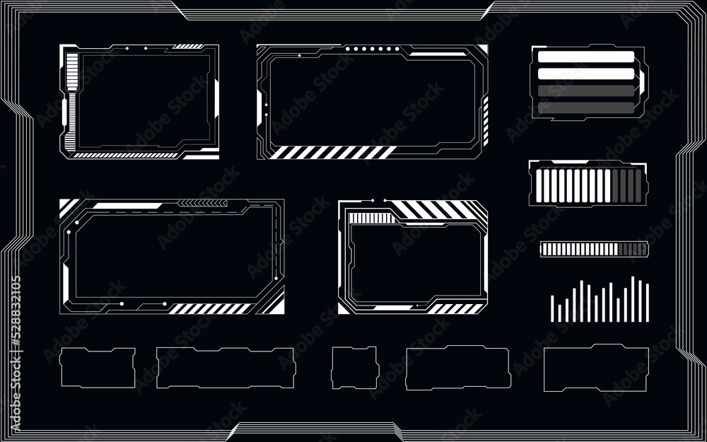 Futuristic User Interface design set. Hi-tech elements - frame, circle ...