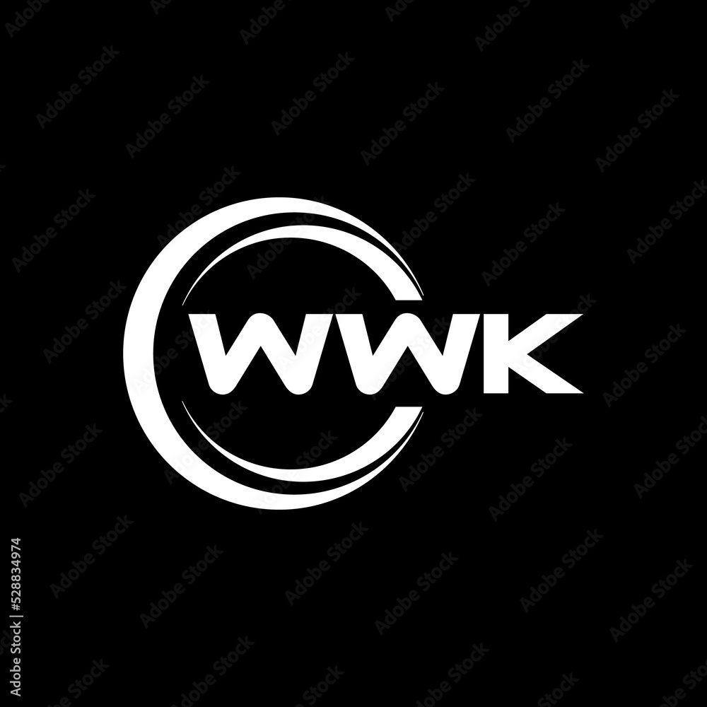 WWK letter logo design with black background in illustrator, cube logo ...