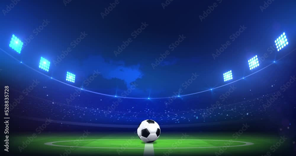 Spinning football sphere with copy space for soccer information on ...
