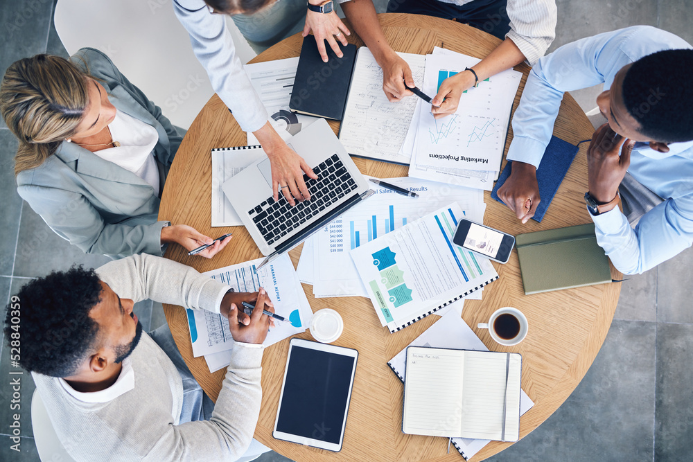 Collaboration, business meeting and strategy marketing planning with ...