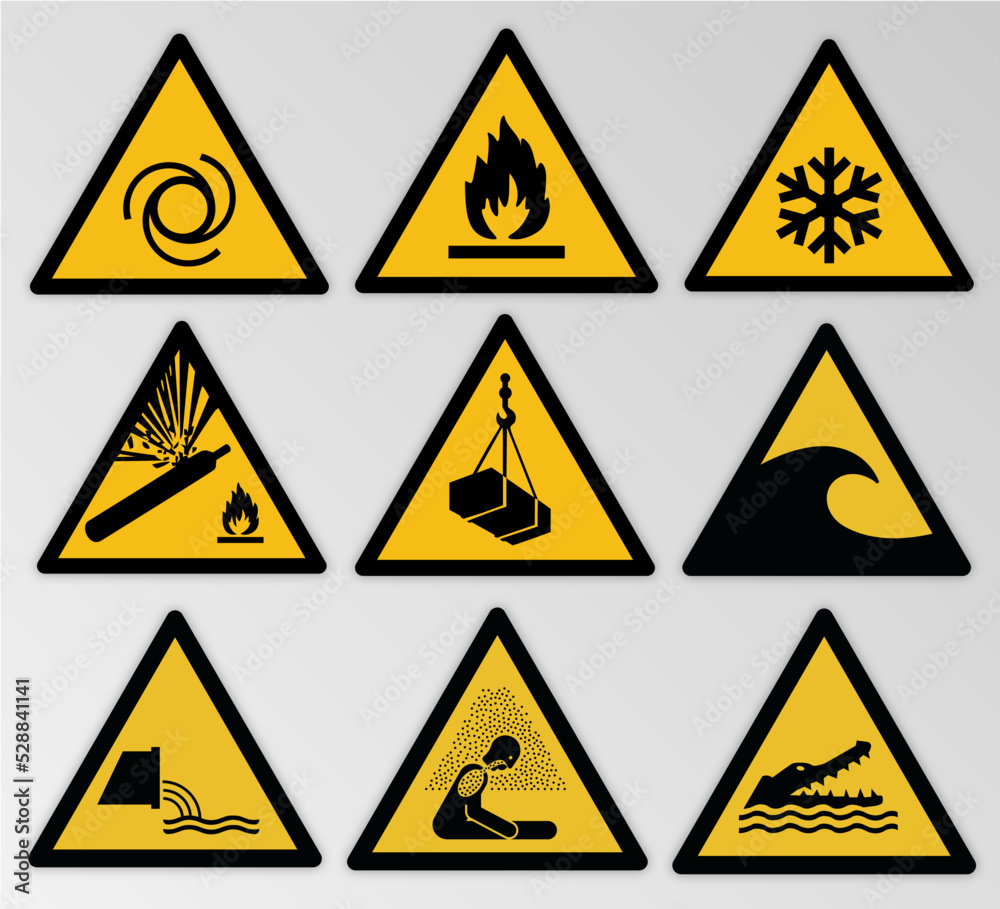 Warning/Danger signs models - 4 / Ai Illustrator Stock Vector | Adobe Stock