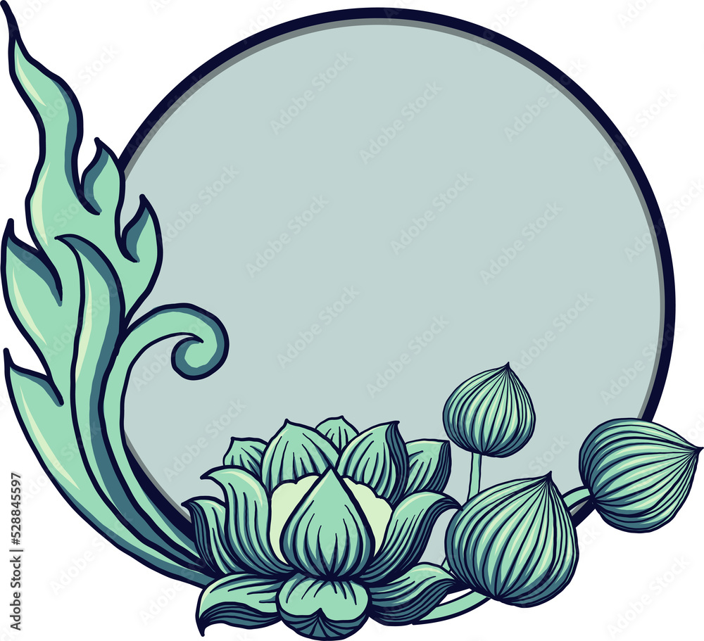 Lotus frame, Template for wedding invitation, greeting card, banner ...