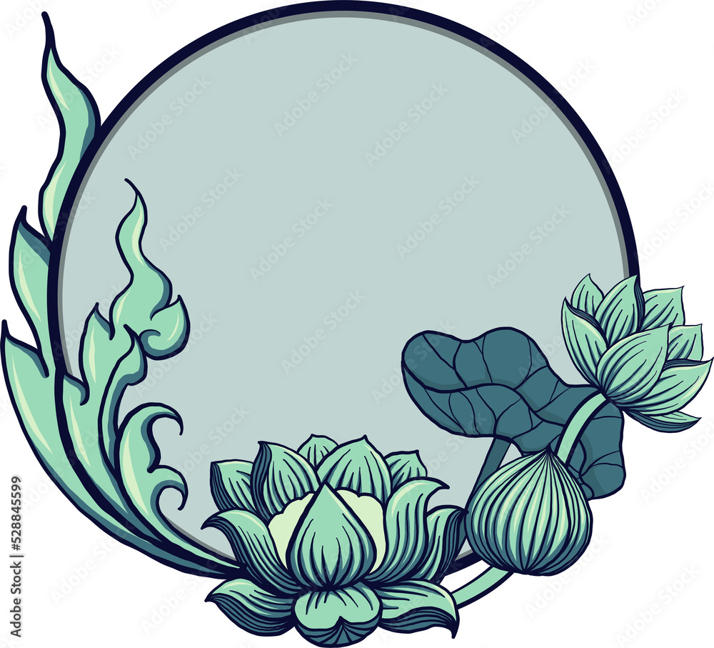 Lotus frame, Template for wedding invitation, greeting card, banner ...