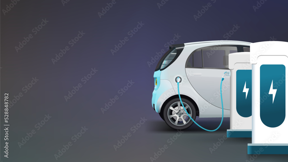 Vecteur Stock Electric car charging. Electronic vehicle power dock. EV ...