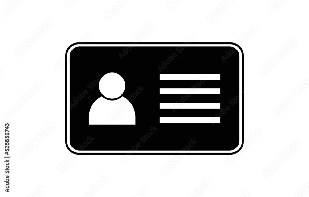 ID card icon. driver license, staff identification card symbol for ...