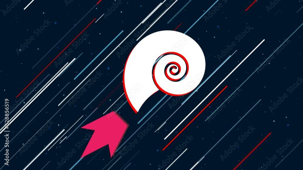 Marine nautilus symbol flies through the universe on a jet propulsion ...