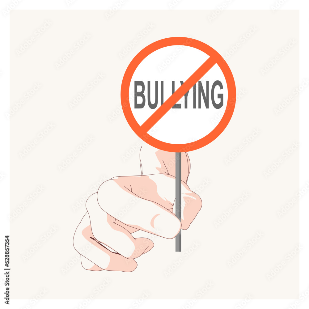 Hand Holding Stop Bullying Road Sign. Stop Bullying and Child Abuse in ...