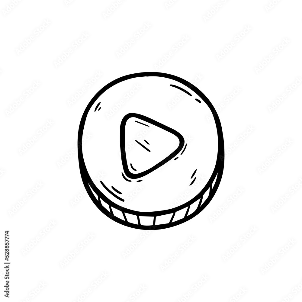 play button in doodle sketch isolated on white background Stock Vector ...
