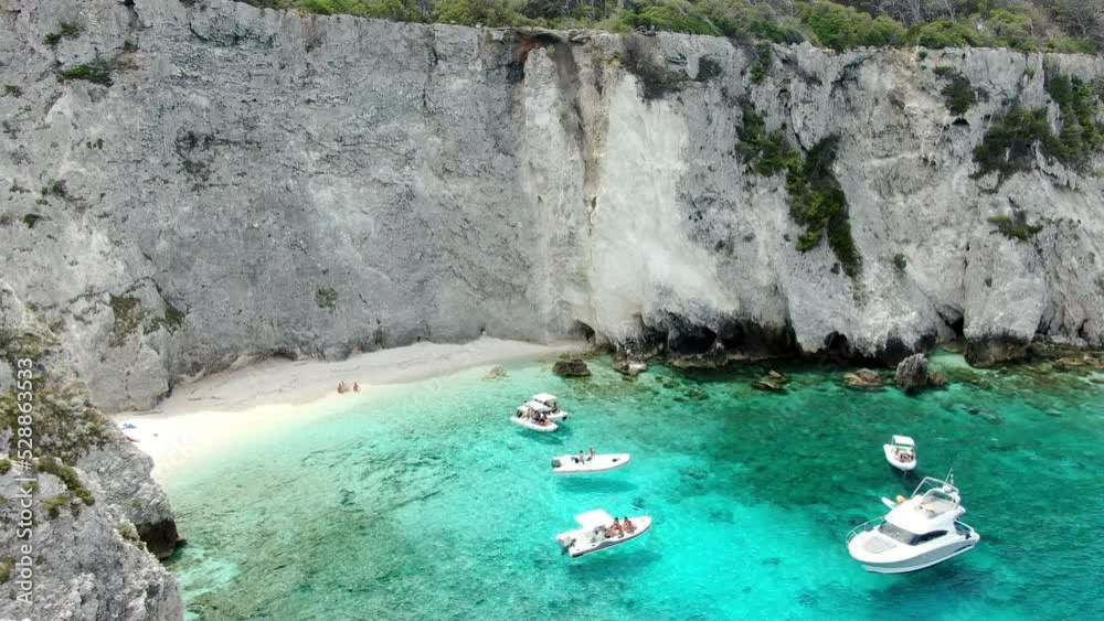 Cinematic rotating shot of Tremiti island's beach in Italy with ...