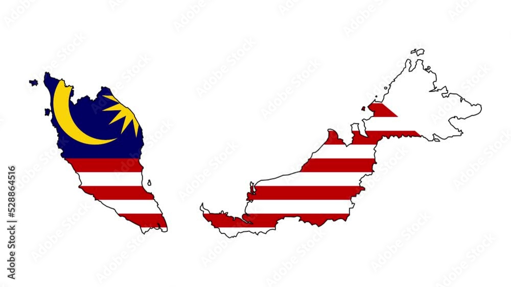 Malaysia Map Outline Country Border on white background. Appearance ...