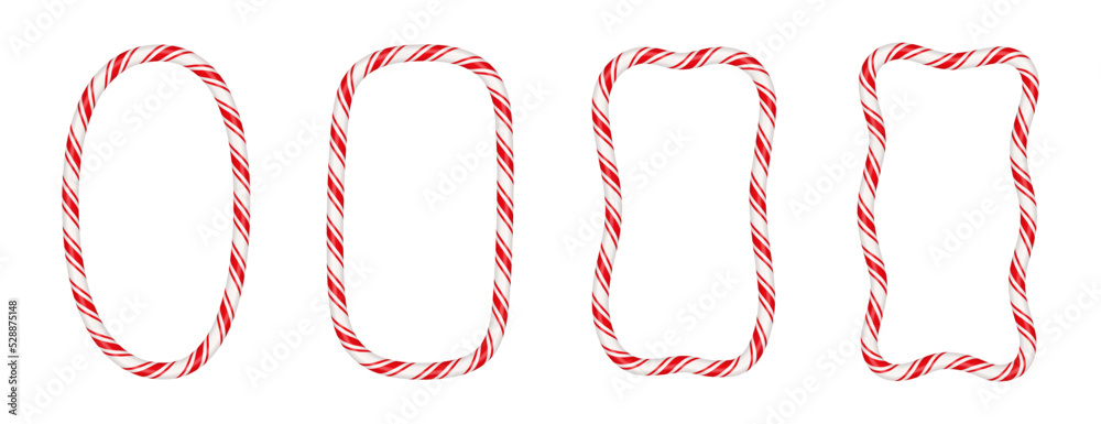 Christmas candy cane vertical frame with red and white stripe. Xmas ...