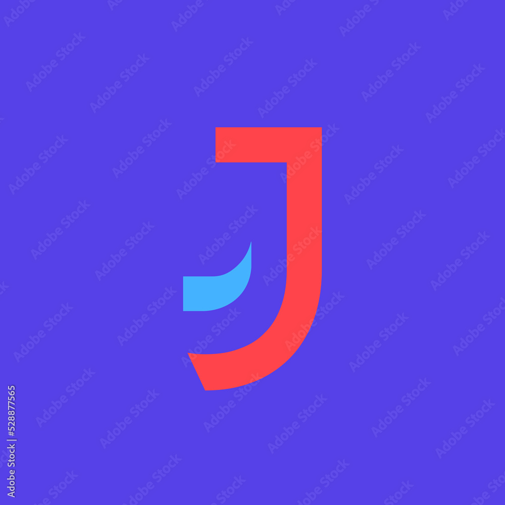 Colorful letter J modular typeface, with sharp, bold, masculine, but ...