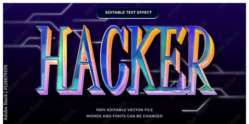 hacker text effect tech modern style with blue gradient color editable ...