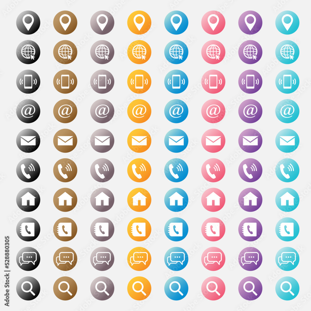 Contact Icon set with pastel colors Stock Vector | Adobe Stock