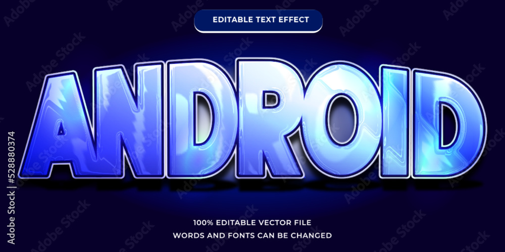Android text effect elegant modern style with blue gradient chrome ...