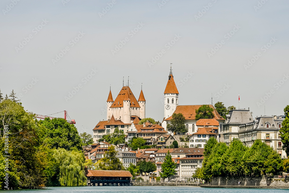Thun, Schloss, Stadtkirche, Schlossberg, Thunersee, Obere Schleuse ...