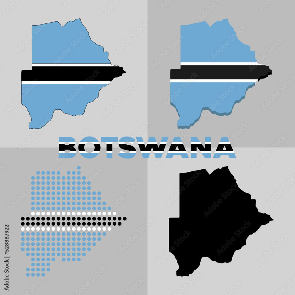 Map of Botswana. Outline map and flag of the country of Botswana ...
