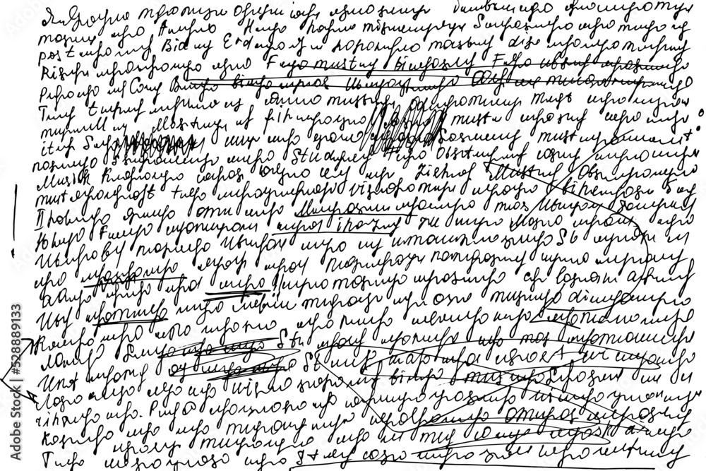 Grunge texture of unreadable handwritten text with strikethrough ...