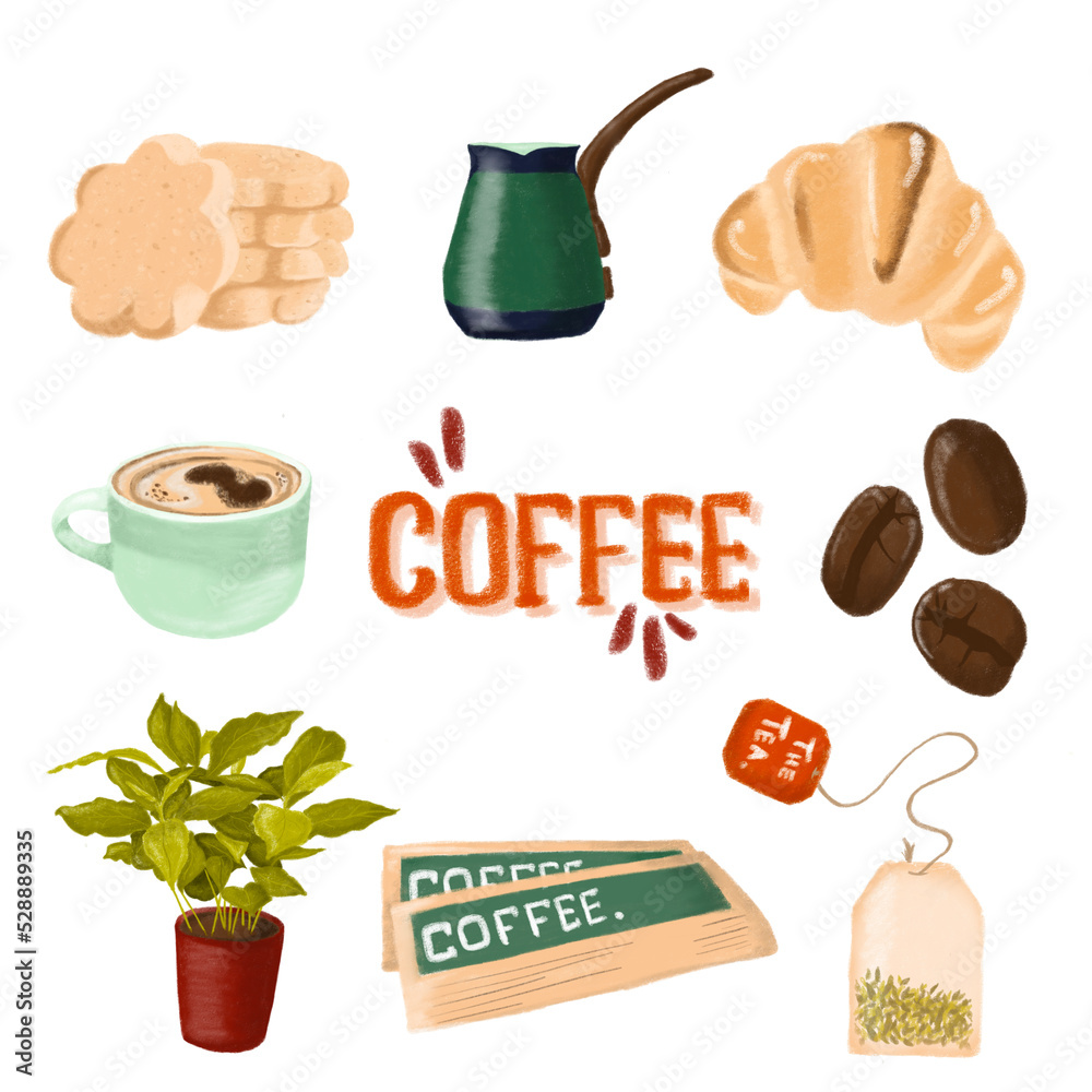 Transparent png set. Coffee hand drawn collection of illustrations ...