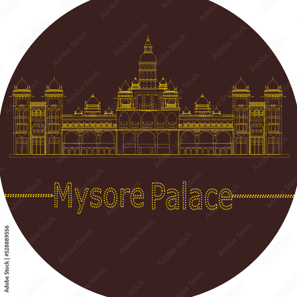 vector of historical monument Mysore Palace, Karnataka, India Stock ...