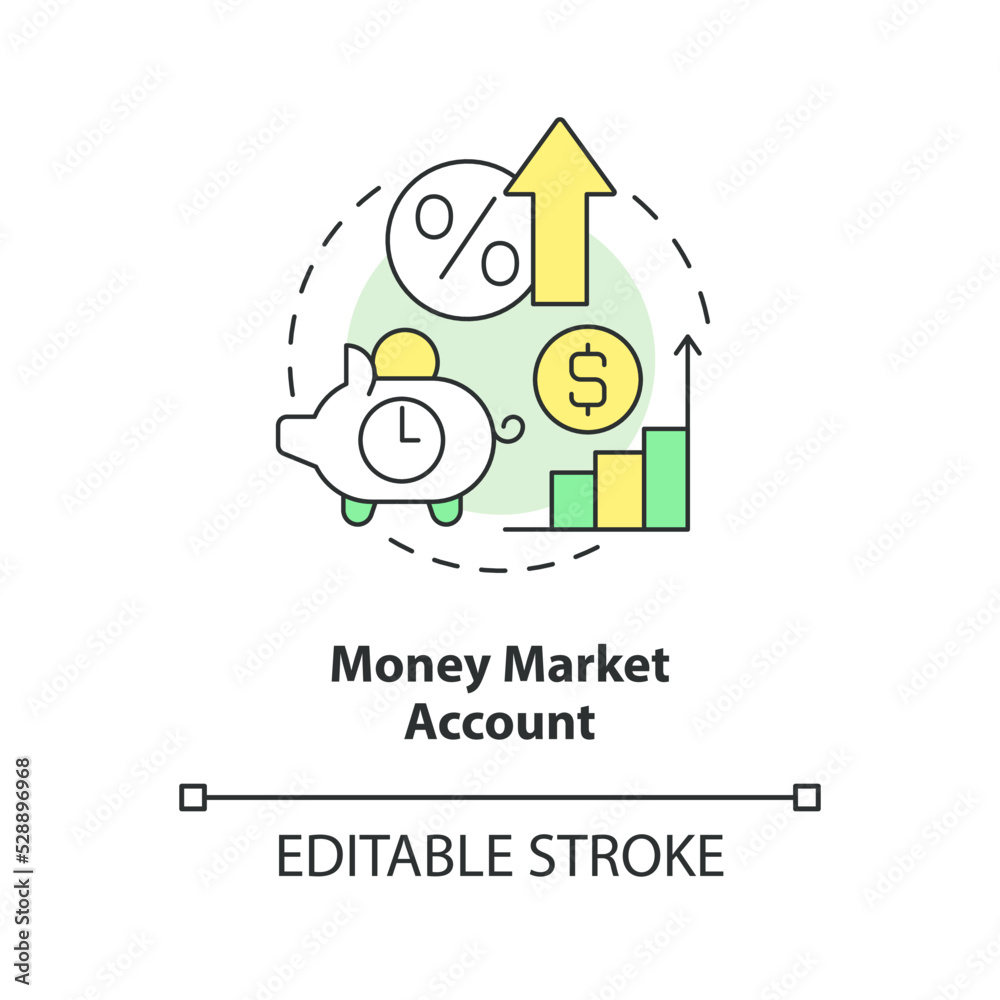 Money market account concept icon. High rates savings. Banking product ...