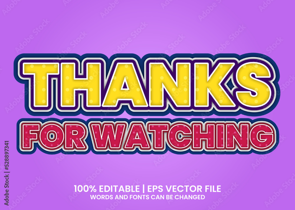 Thanks for Watching Text Effect. Editable Text Effect. Stock Vector ...
