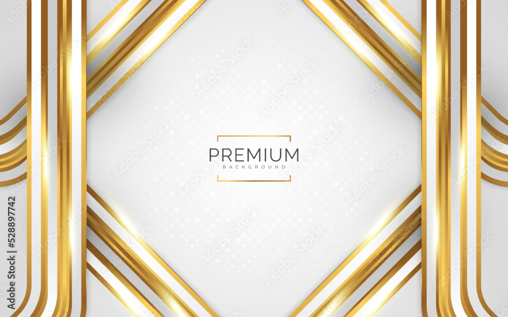 Luxury White and Gold Background with Golden Lines and Paper Cut Style ...