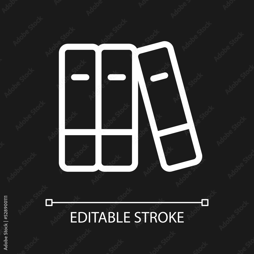 Messy bookshelf pixel perfect white linear ui icon for dark theme. Disorganized shelf. Vector ...