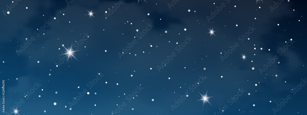 Night sky with clouds and many stars Stock Vector | Adobe Stock