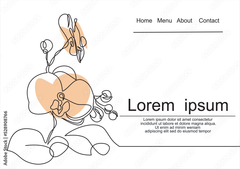 Hand Drawn Orchid Flowers One Line Drawing Vector Illustration Stock