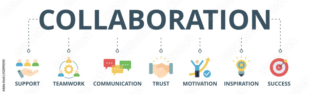 Collaboration banner web icon vector illustration concept for teamwork ...