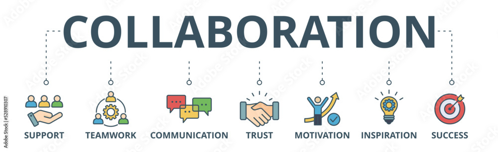 Collaboration banner web icon vector illustration concept for teamwork ...