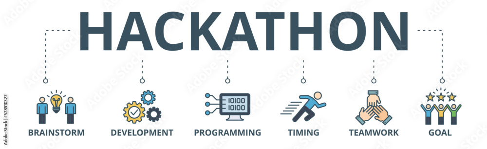 Hackathon banner web icon vector illustration concept for design sprint-like social coding event ...