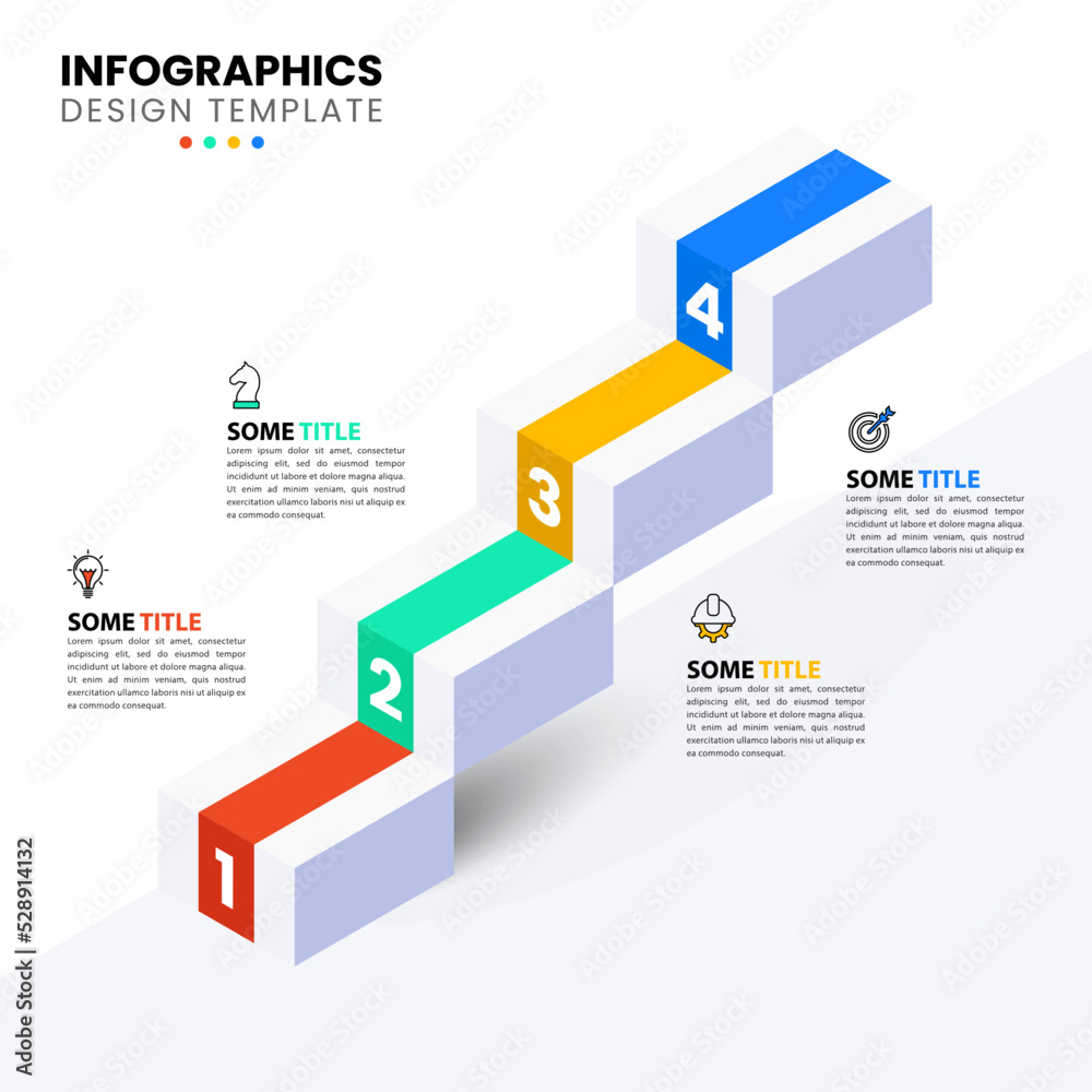 Infographic template. Isometric staircase with 4 steps Stock Vector ...