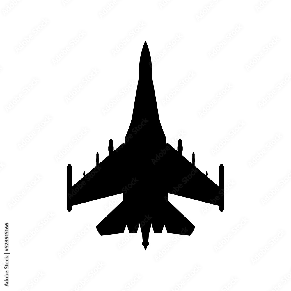 Fighter Jet Vector Icon or Russian Fighter Jet Silhouette Vector Top ...