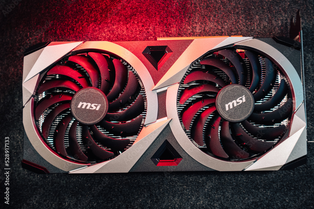 Kyiv, Ukraine - August 19, 2022: MSI MECH 2X graphics card with AMD ...