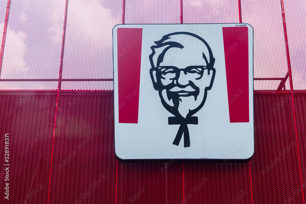 KFC sign with metal mesh on September 4, 2022 in Bangkok, Thailand ...