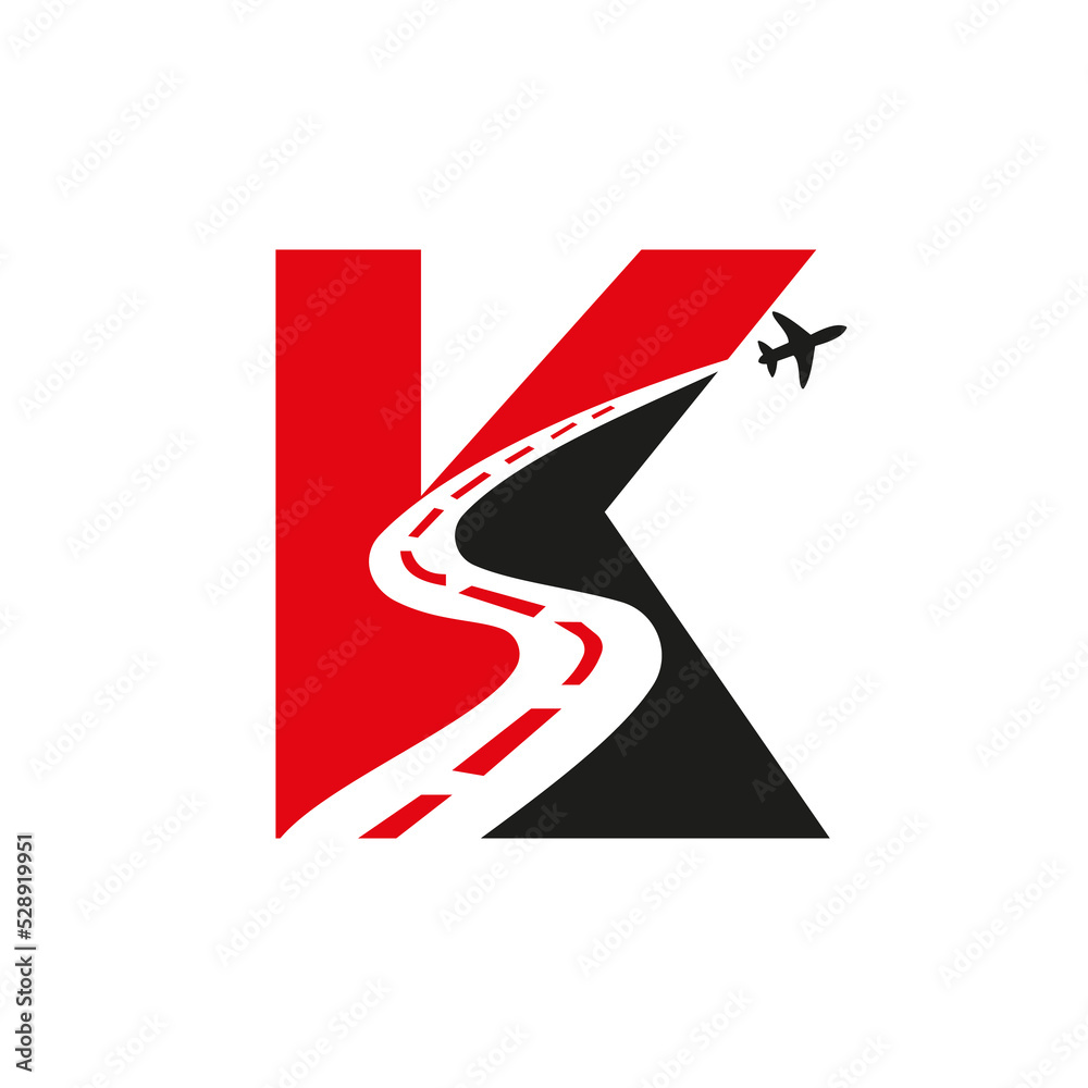 Initial K Travel Logo Design Based Alphabet Airplane Concept Vector ...