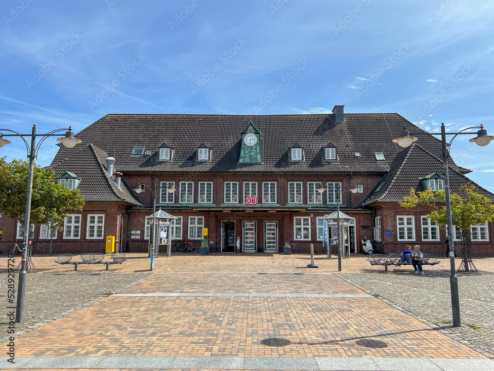 Westerland, Germany - September 2022, Front view of the main station ...